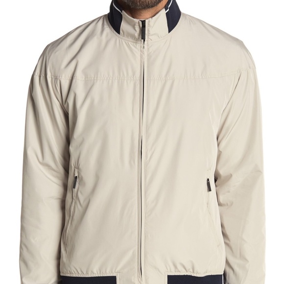 Perry Ellis | Jackets & Coats | Perry Ellis Stripe Banded Zip Rain ...